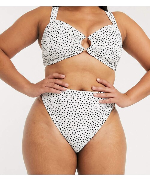 South Beach（サウスビーチ）の「South Beach Curve Exclusive mix and match high waist bikini bottom in white ...