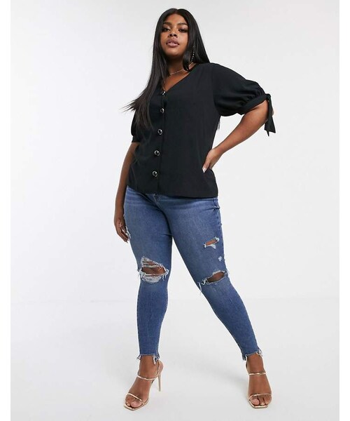 Fashion Union（-）の「Fashion Union Plus button up top with sleeve detail ...