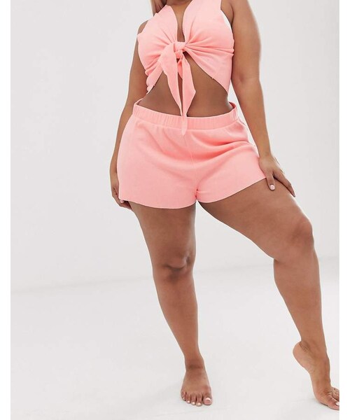 asos（エイソス）の「Asos Curve ASOS DESIGN Curve faded fluro peach jersey rib beach shorts two-piece（その他 ...