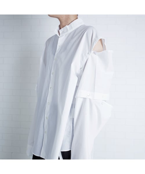 YohKi（ヨウキ）の「"Henkei" stand collar shirt (WHITE)（シャツ/ブラウス）」 - WEAR