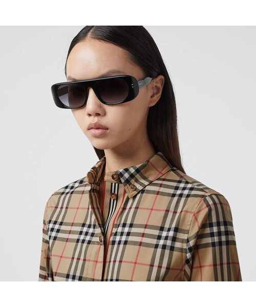 BURBERRY（バーバリー）の「Burberry Vintage Check Stretch Cotton Tie-waist Shirt Dress（ワンピース）」 - WEAR