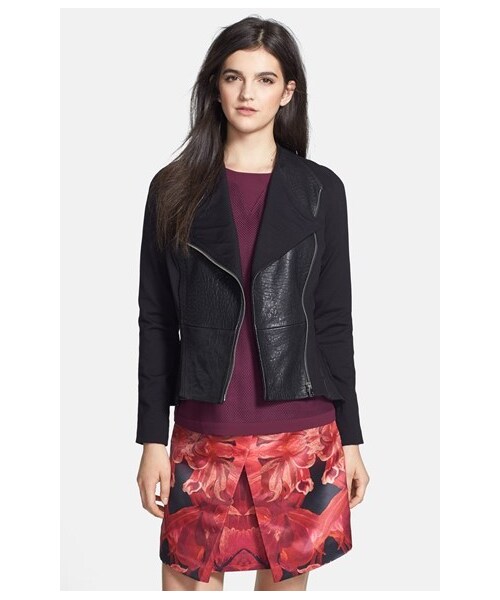 Ted Baker（テッドベーカー）の「Ted Baker London Crop Leather & Ponte Moto Jacket ...