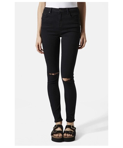 TOPSHOP（トップショップ）の「Topshop Moto 'Jamie' Ripped Skinny Jeans (Black ...