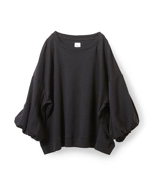 avecmoi（アヴェクモワ）の「アヴェクモワ バルーンスリーブTシャツ〈黒〉（レディースファッション > トップス > Tシャツ・カットソー）」 - WEAR