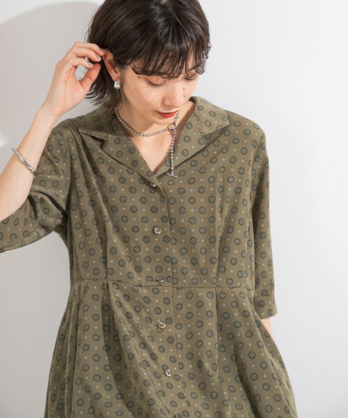 KBF（ケイビーエフ）の「【WEB限定】オープンカラー小紋ワンピース（）」 - WEAR