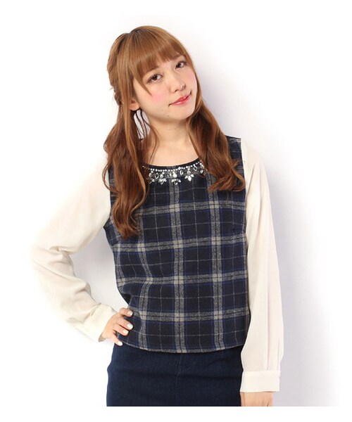 PAGEBOY（ページボーイ）の「ビジューデコレーション切り替えプルオーバー（トップス）」 - WEAR