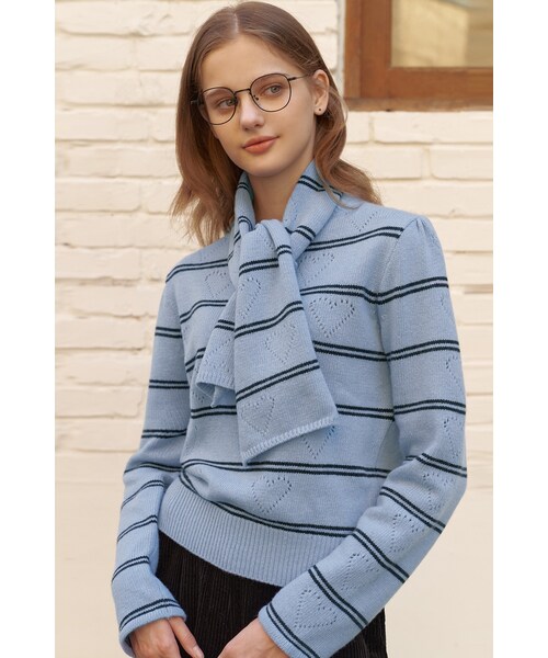AMONG（アマング）の「[21FW] A HEART STRIPE KNIT SET [2colors]（）」 - WEAR