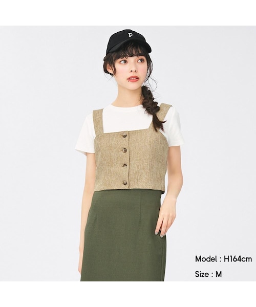 GU（ジーユー）の「フロントボタンビスチェNTQ+E（キャミソール・ビスチェ）」 - WEAR