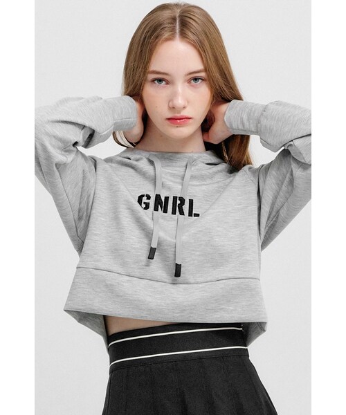 general idea（ジェネラルアイデア）の「[23SS] WOMAN GNRL 크롭 후드 티셔츠 [MELANGE GREY] / SBC1L01041（）」 - WEAR