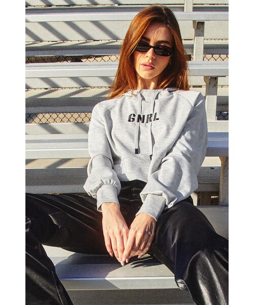 general idea（ジェネラルアイデア）の「[23SS] WOMAN GNRL 크롭 후드 티셔츠 [MELANGE GREY] / SBC1L01041（）」 - WEAR