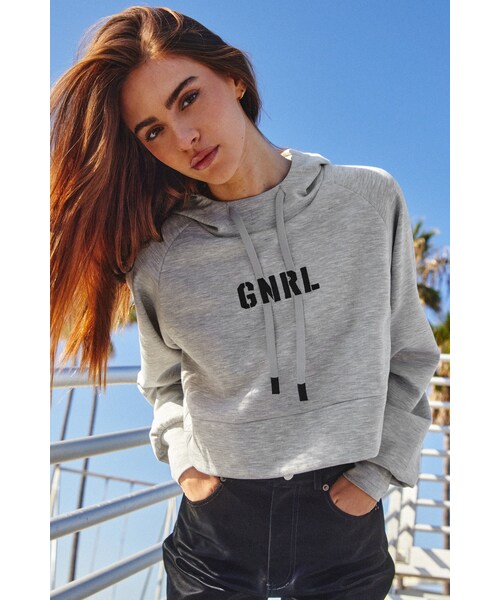 general idea（ジェネラルアイデア）の「[23SS] WOMAN GNRL 크롭 후드 티셔츠 [MELANGE GREY] / SBC1L01041（）」 - WEAR