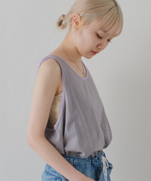 Kastane(カスタネ)（カスタネ）の「【WHIMSIC】MICRO BORDER TANK TOP（タンクトップ）」 - WEAR
