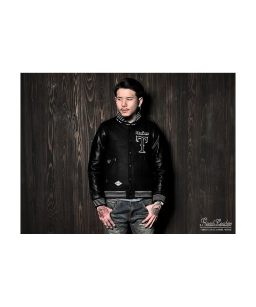 TAKI（タキ）の「TAKI 14-15 A/W Leather Sleeves Road Leader Baseball Jackets ...