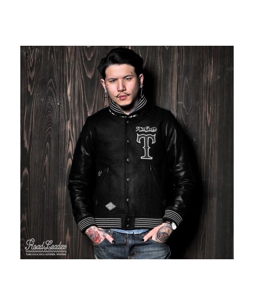 TAKI（タキ）の「TAKI 14-15 A/W Leather Sleeves Road Leader Baseball Jackets ...