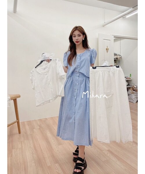 MIHARA（-）の「A78 0706質感棉質細緻蕾絲滾邊設計開扣上衣2色（）」 - WEAR