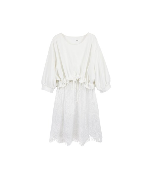 gracegift（グレースギフト）の「韓國柔感雪紡拼接蕾絲綁結上衣（）」 - WEAR