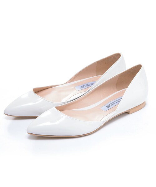 MAMIAN（マミアン）の「Pointedtoe Sidecut flat pumps（ポインテッドトゥサイドカットエナメルフラットパンプス ...