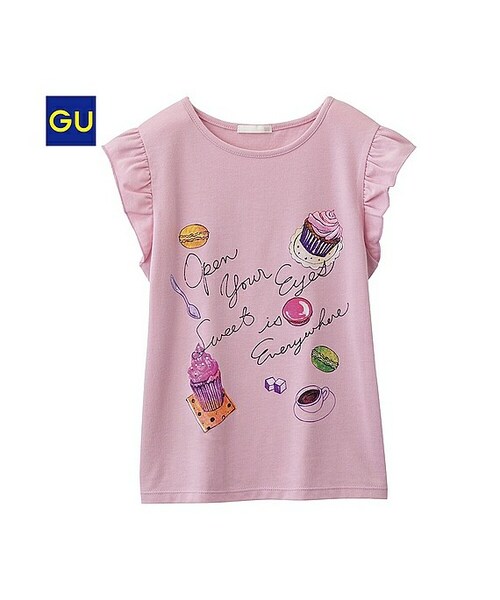 GU（ジーユー）の「（GU）GIRLSグラフィックT（カップケーキ・半袖）（KIDS ⁄ GIRLSトップス）」 - WEAR