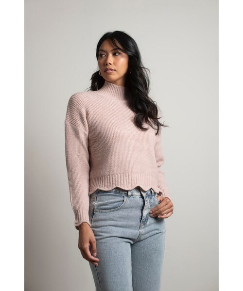 TOBI（-）の「Extra Passion Rose Ribbed Mock Neck Scallop Hem Sweater（）」 - WEAR
