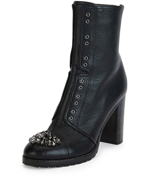 JIMMY CHOO（ジミーチュウ）の「Jimmy Choo Datchet Jeweled Cap-Toe Boot, Black（ブーツ ...