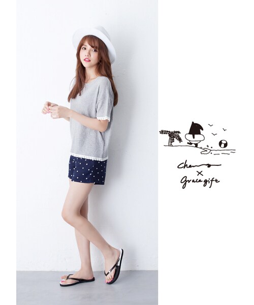 GraceGift（グレースギフト）の「馬來貘黑白不對稱海灘拖＋浴巾組（シューズ）」 - WEAR